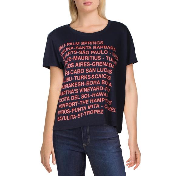 Sundry | Tops | Sundry Womens Blue Cotton Short Tee Graphic Tshirt Top ...